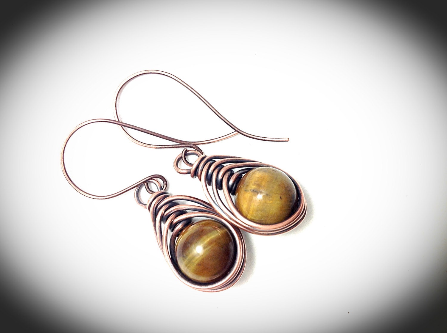 Copper Wire Earrings. Wire Wrapped Jewelry. Copper Herringbone Wire ...