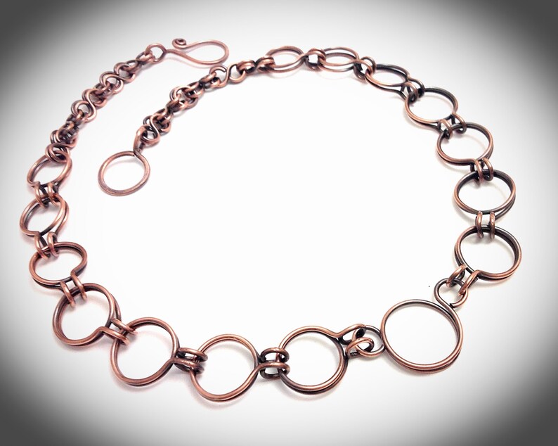 Wire Jewelry. Antiqued Copper Chain Double Linked Bib - Etsy