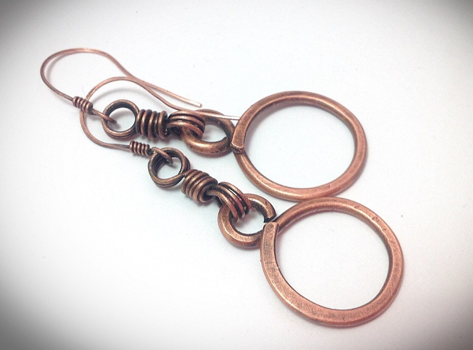 Wire Jewelry. Copper Wire Earrings. Dangling Wire Earrings - Etsy
