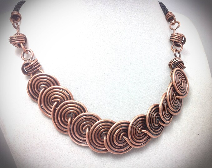 Copper Wire Necklace.wirewrapped Jewelry. Wire Jewelry. Spiral Linked ...