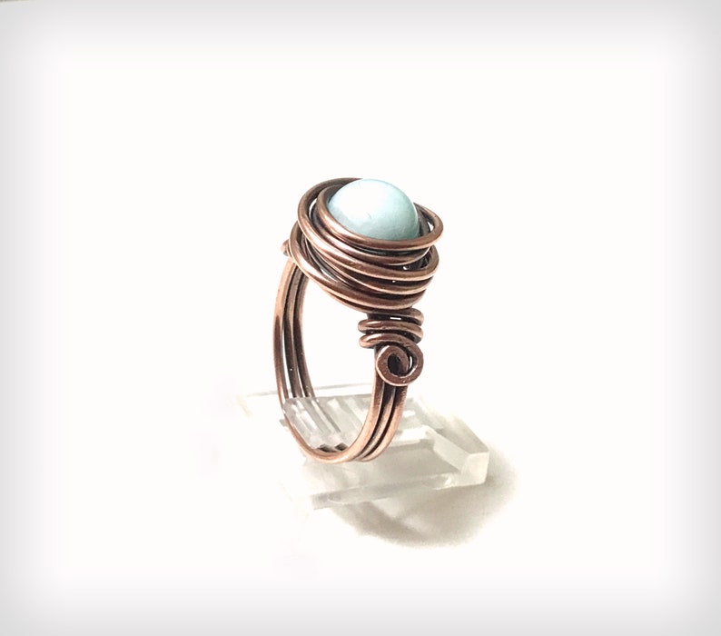 Wire Wrapped Ring. Semi Precious Stone. Copper Wire Wrapped - Etsy
