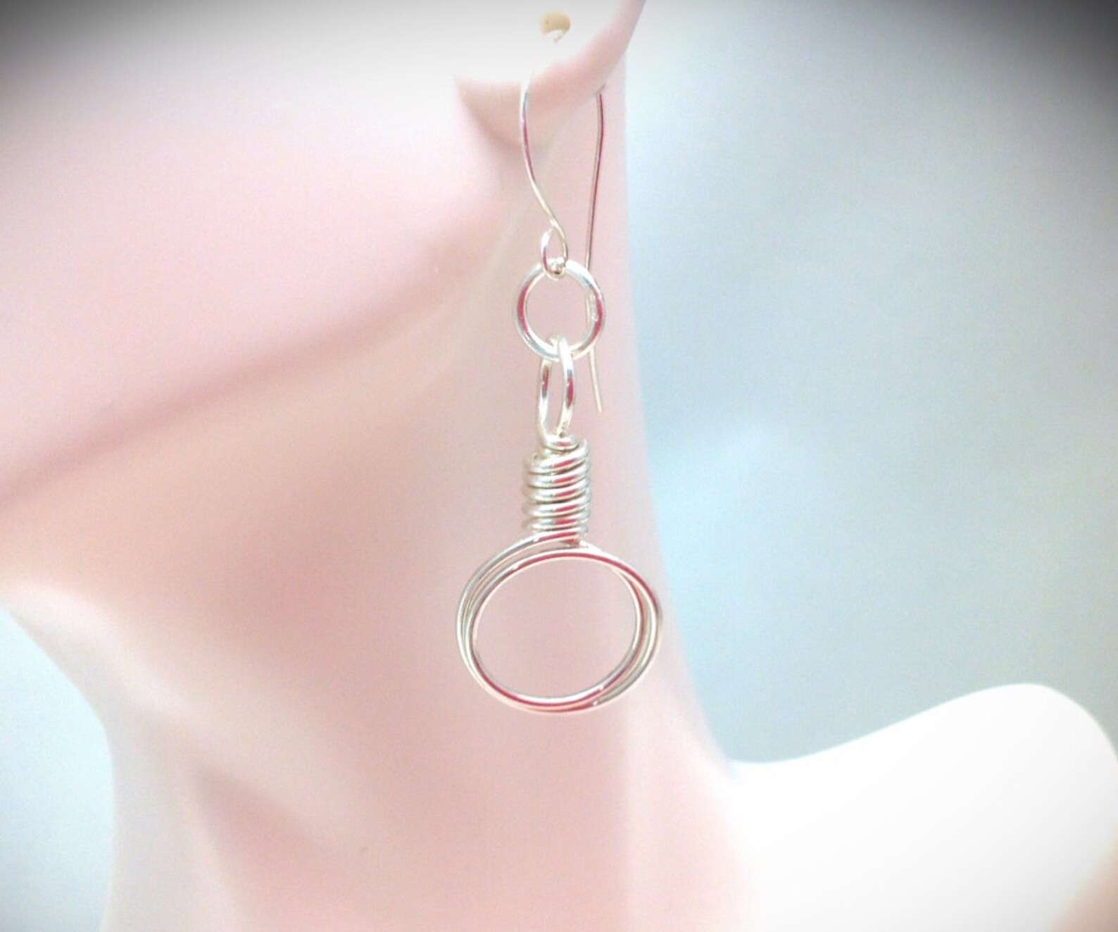 Wire Wrapped Hoops. Wire Jewelry. Sterling Silver Double Wire - Etsy