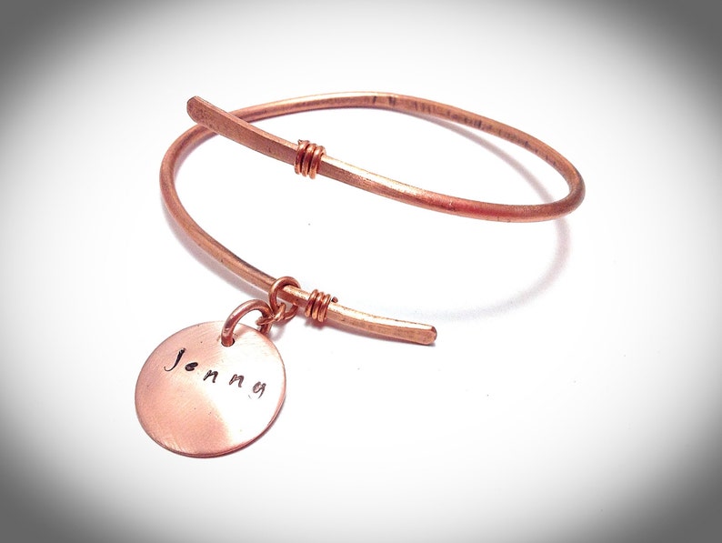 Copper Adjustable Bangle Bracelet With Optional Personalized Stamped ...