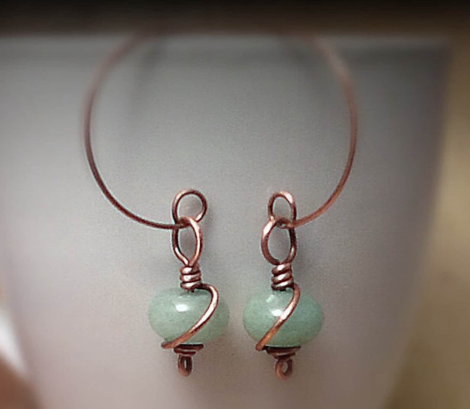Wire Wrapped Jewelry. Wire Earrings. Copper Wire Earrings. Large Copper ...