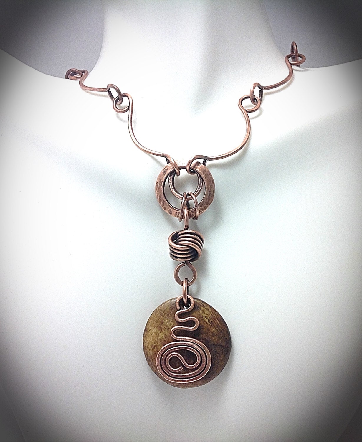 Copper Wire Jewelry. Wire Wrapped Necklace Antiqued Copper - Etsy