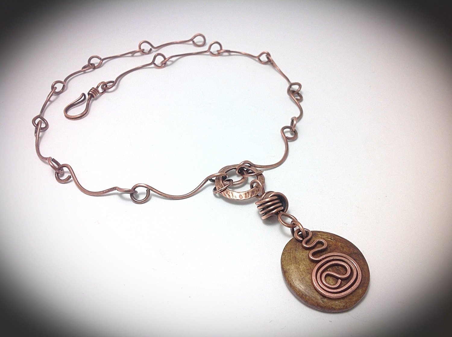 Copper Wire Jewelry. Wire Wrapped Necklace Antiqued Copper - Etsy