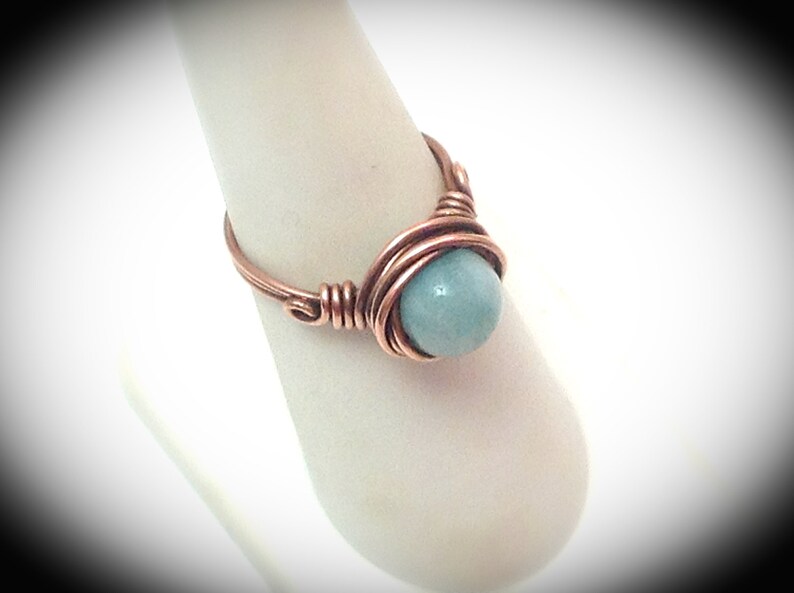 Wire Wrapped Ring. Semi Precious Stone. Copper Wire Wrapped Triple Band ...