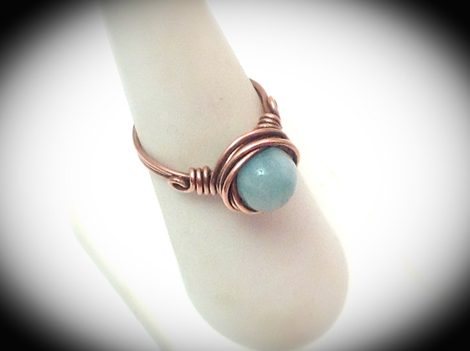 Wire Wrapped Ring. Semi Precious Stone. Copper Wire Wrapped Triple Band ...