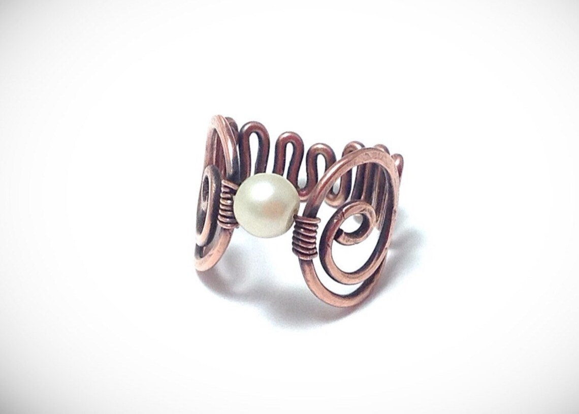 Wire Jewelry. Copper Wire Ring. Wire Wrapped Copper Ring With - Etsy