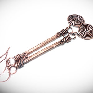 Copper Earring, Wire Jewelry. Copper Wirewrapped Stick Earrings With ...