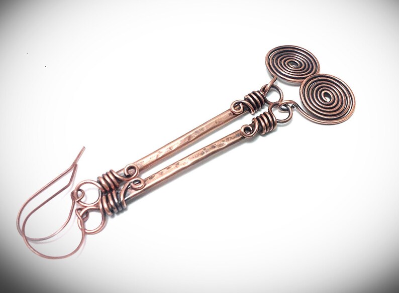 Copper Earring Wire Jewelry. Copper Wirewrapped Stick | Etsy