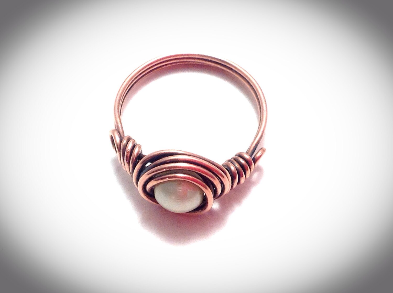 Copper Wire Jewelry. Wire Wrapped Ring With Swarovski Pearl - Etsy