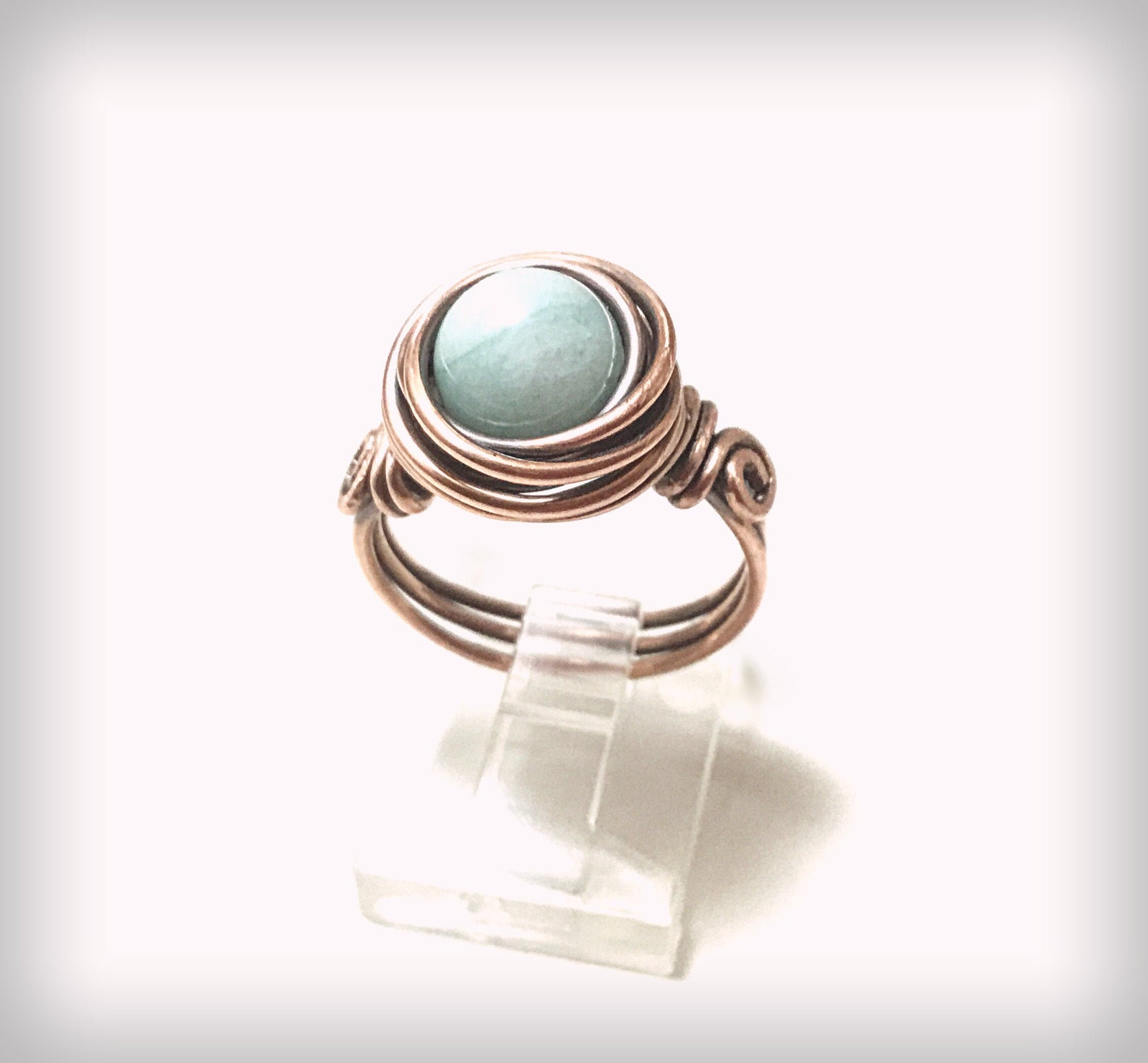 Wire Wrapped Ring. Semi Precious Stone. Copper Wire Wrapped Triple Band ...