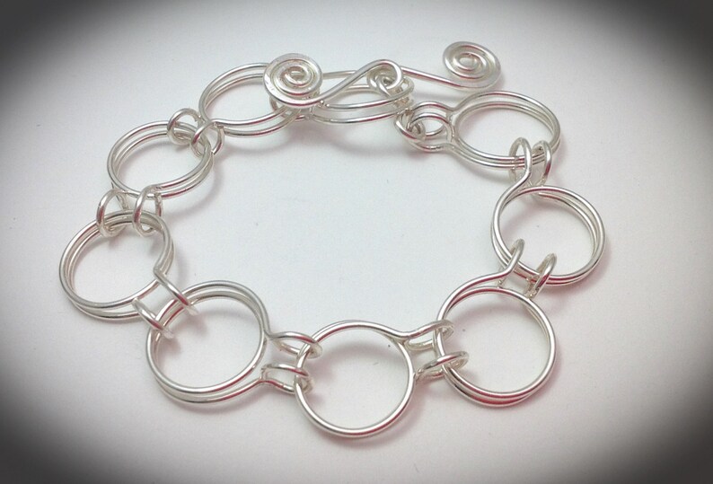 Wire Wrapped Bracelet Silver Bracelet Chain Link Sterling - Etsy