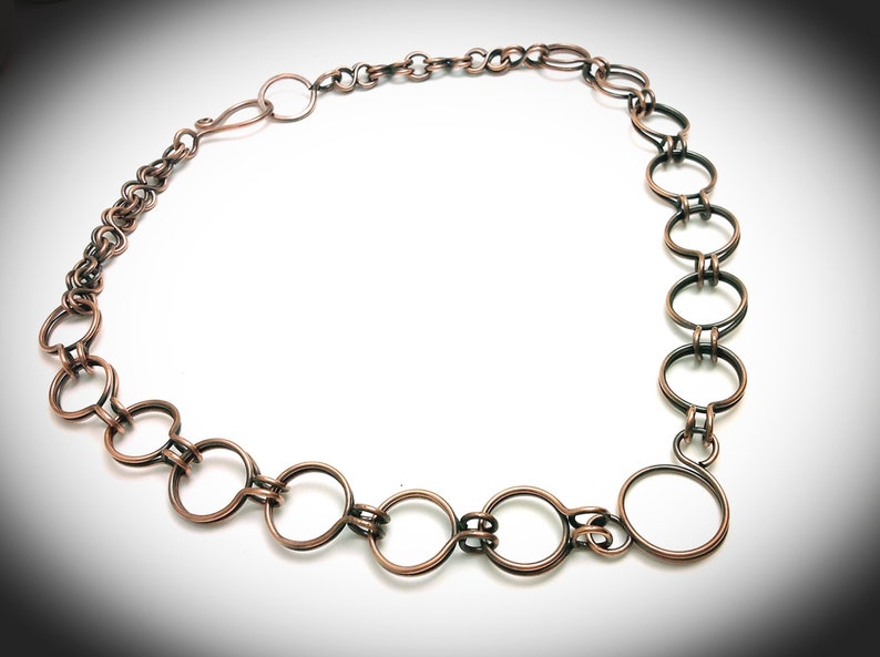 Wire Jewelry. Antiqued Copper Chain Double Linked Bib - Etsy