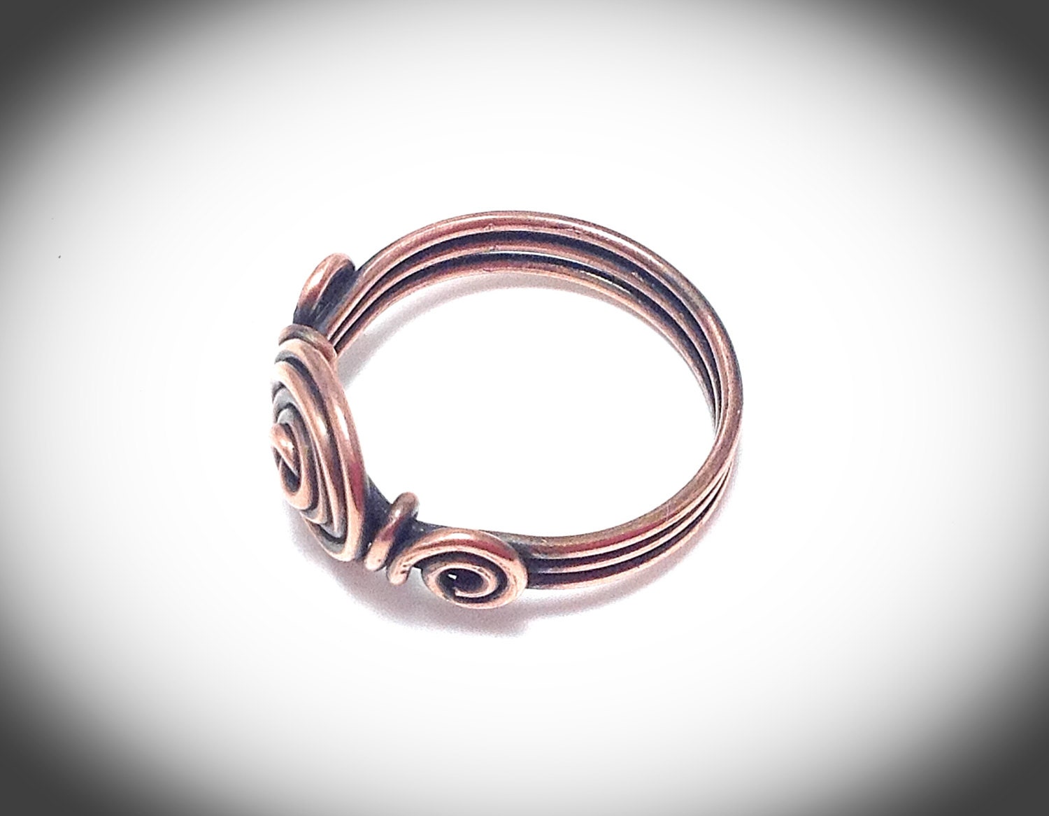 Wirewrapped Copper Ring, Copper Wire Triple Band Crescent Ring, Copper ...