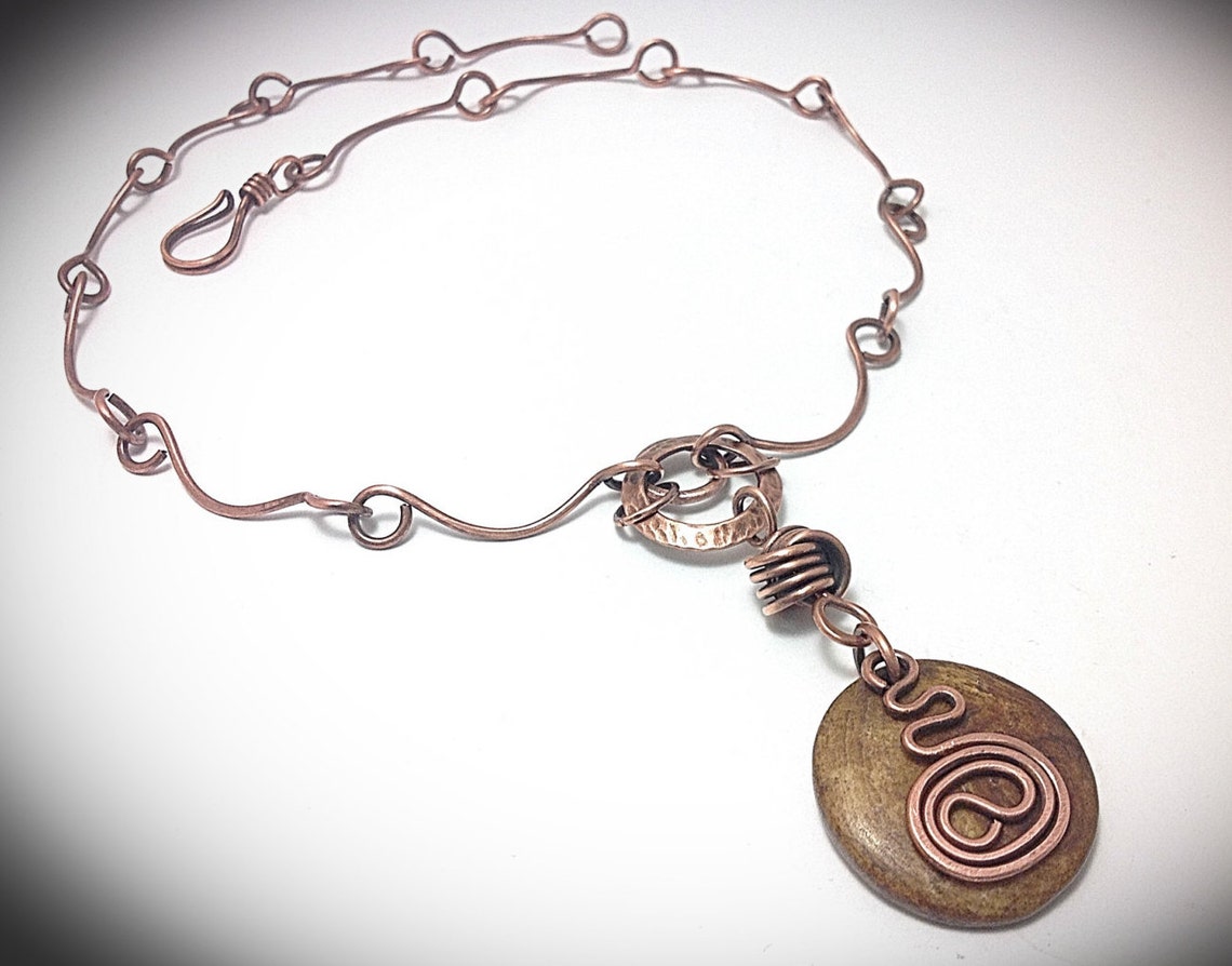 Copper Wire Jewelry. Wire Wrapped Necklace Antiqued Copper - Etsy