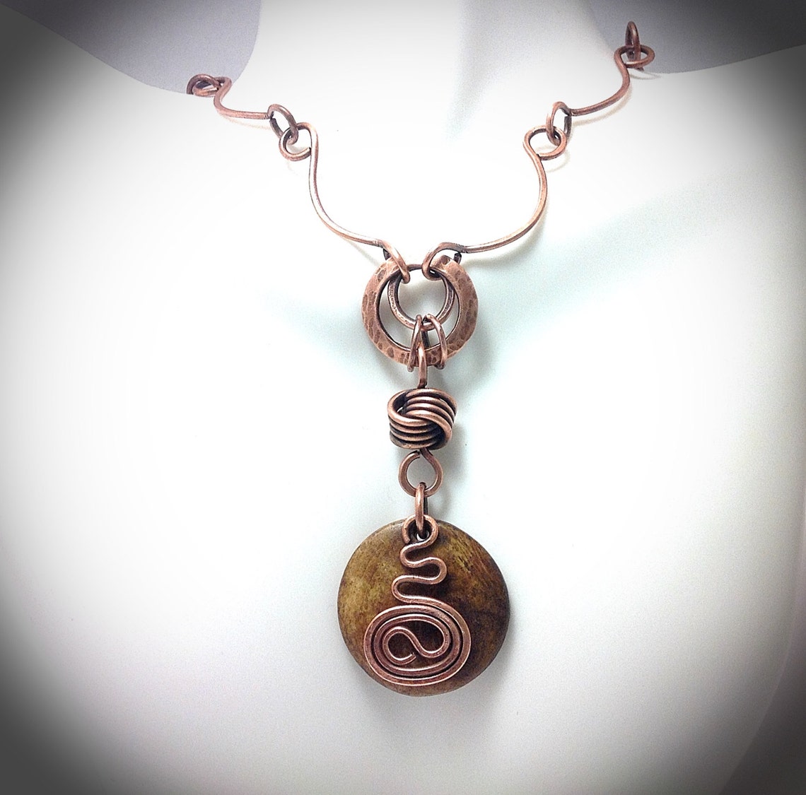 Copper Wire Jewelry. Wire Wrapped Necklace Antiqued Copper - Etsy