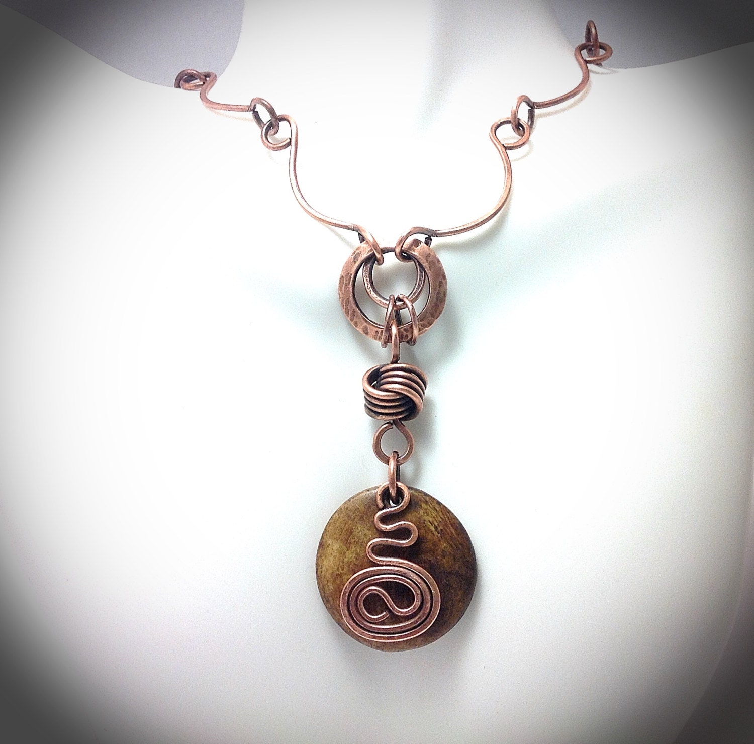 Copper Wire Jewelry. Wire Wrapped Necklace Antiqued Copper - Etsy
