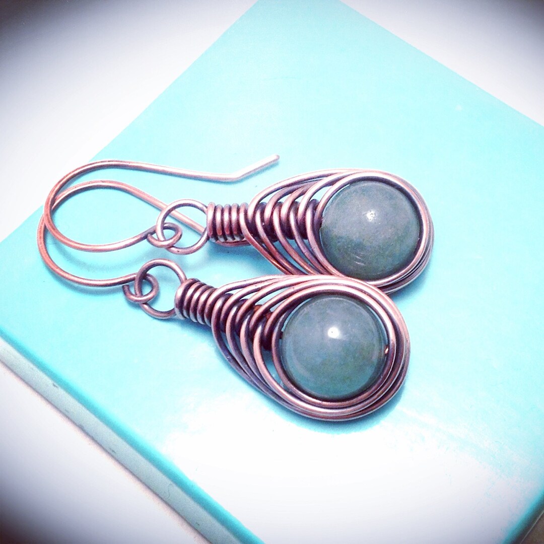 Copper Wire Earrings. Wire Wrapped Jewelry. Copper Herringbone Wire ...