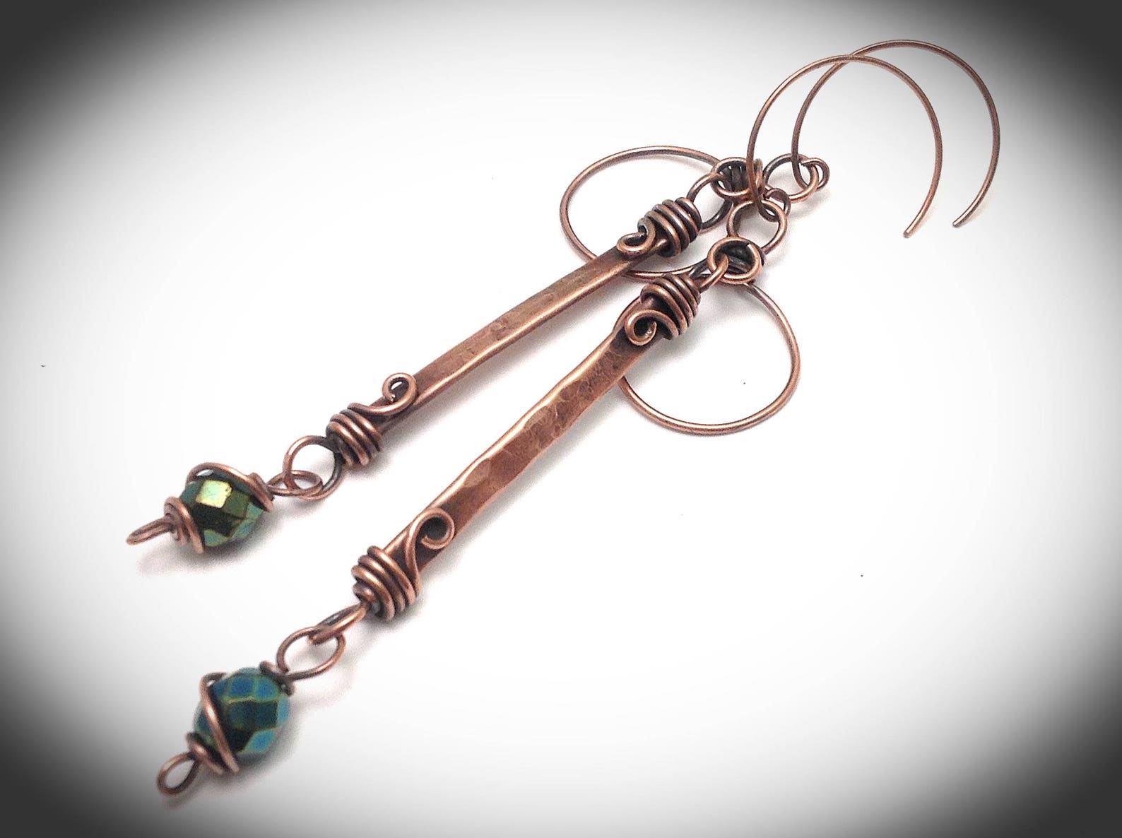Wire Wrapped Jewelry. Hanging Earrings. Copper Jewelry. Handcrafted ...