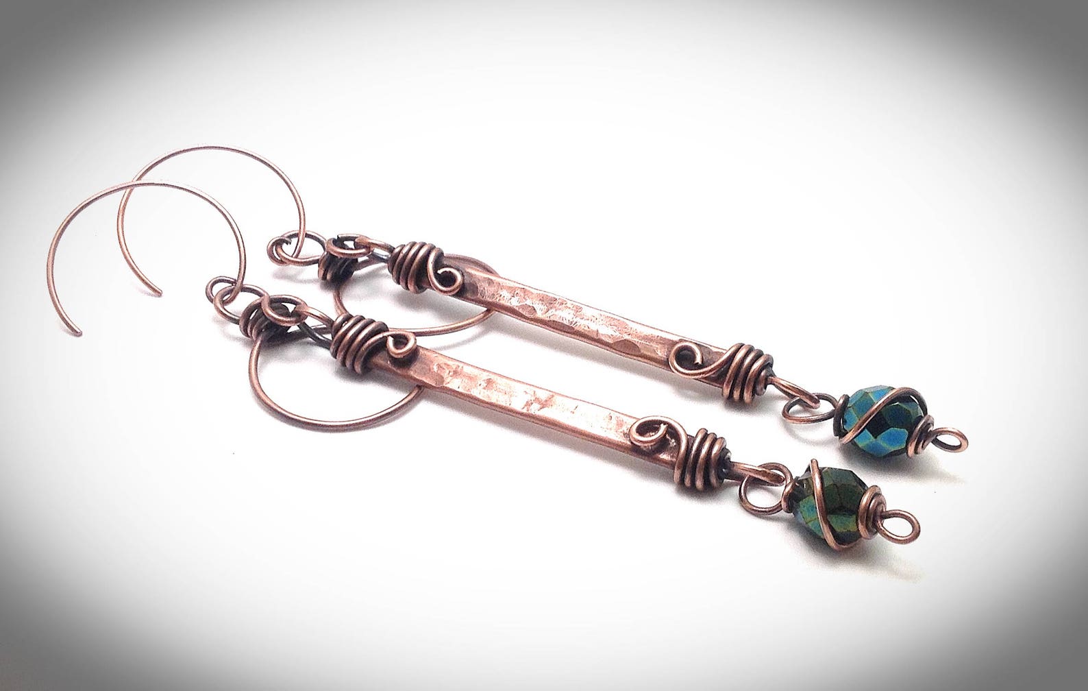 Wire Wrapped Jewelry. Hanging Earrings. Copper Jewelry. Handcrafted ...