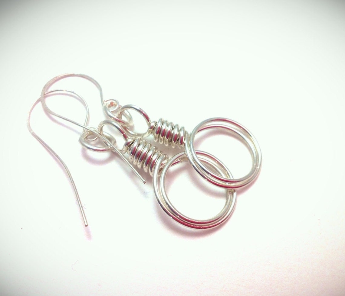 Wire Wrapped Hoops. Wire Jewelry. Sterling Silver Double Wire - Etsy