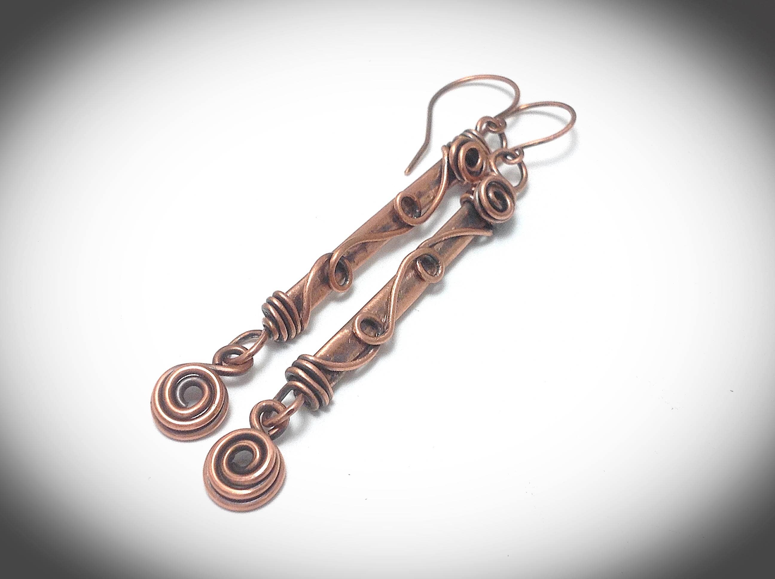 Wire Earrings Copper Jewelry. Antiqued Copper Wire Wrapped - Etsy