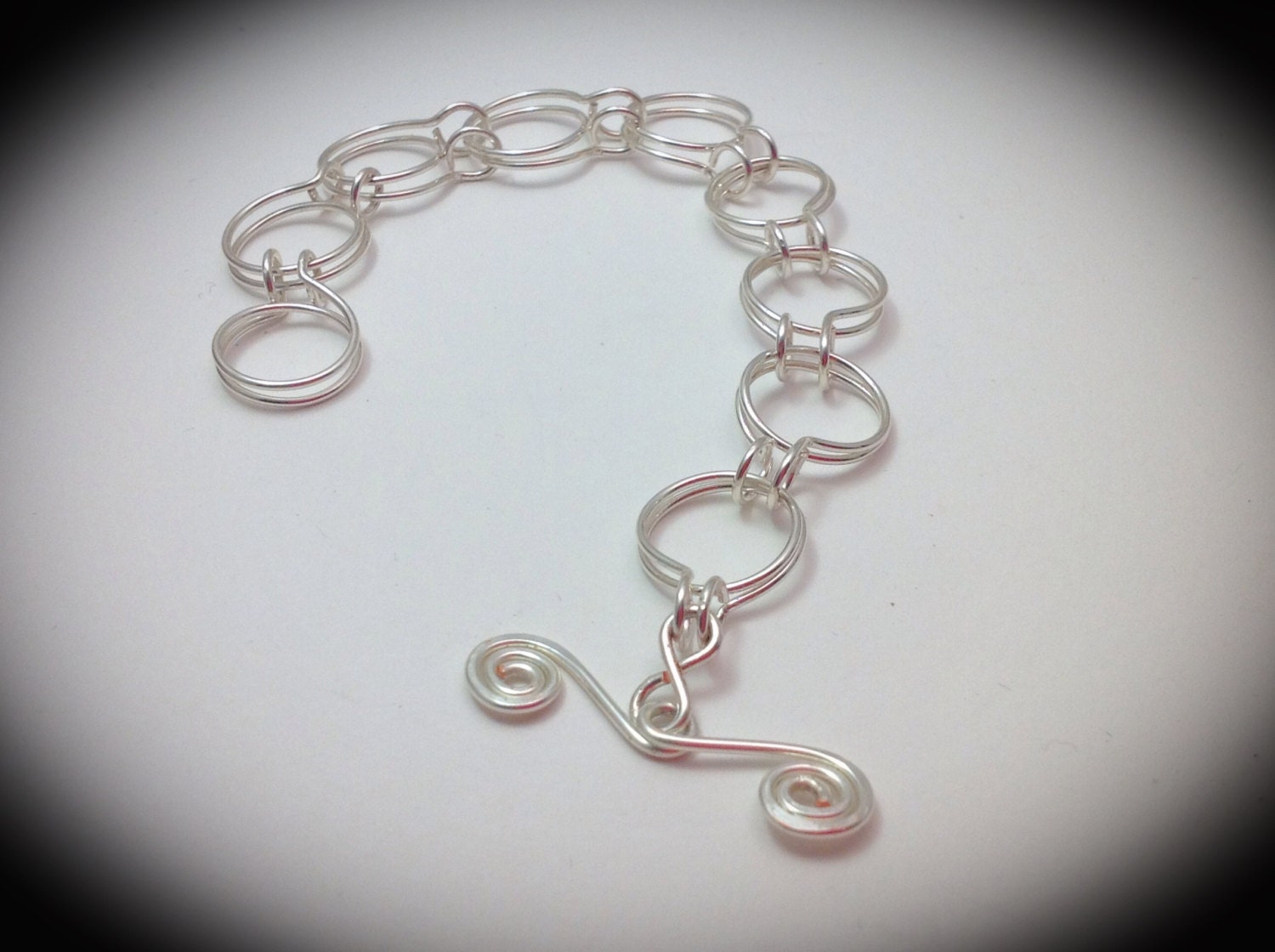 Wire Wrapped Bracelet Silver Bracelet Chain Link Sterling - Etsy