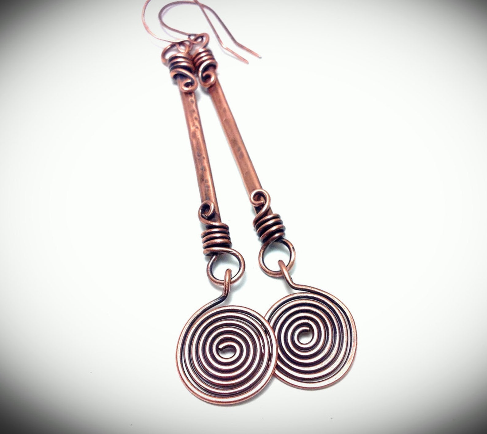Copper earring wire jewelry. Copper wirewrapped stick | Etsy