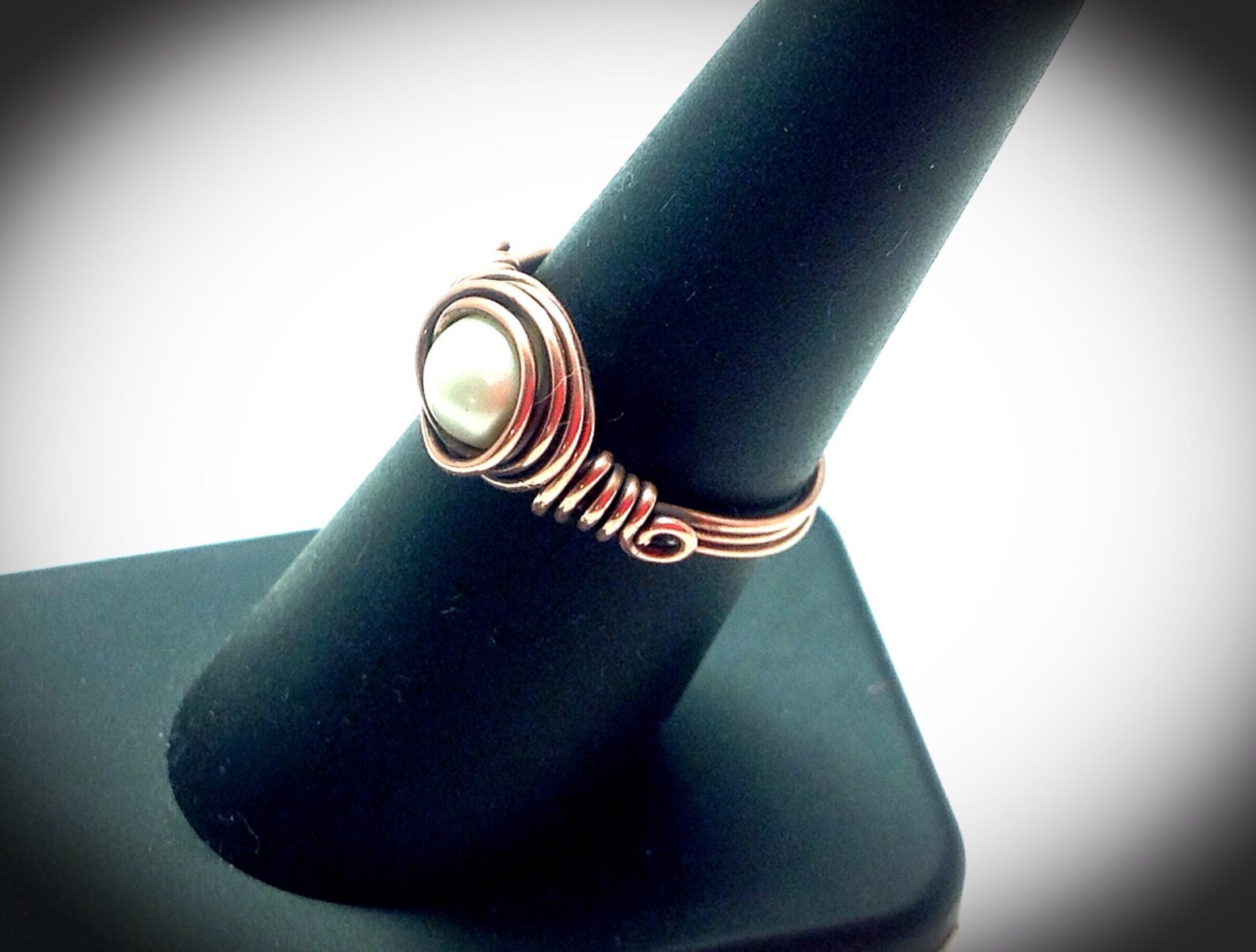 Copper Wire Jewelry. Wire Wrapped Ring With Swarovski Pearl - Etsy