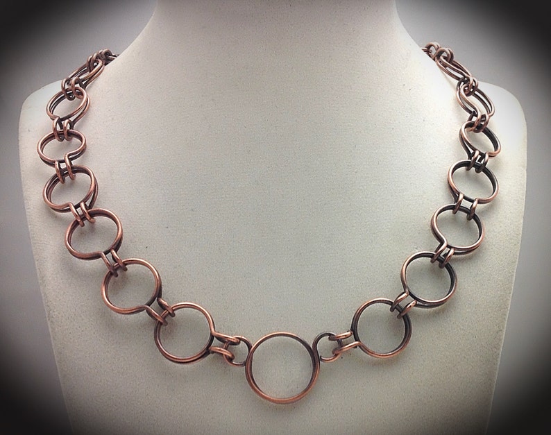 Wire Jewelry. Antiqued Copper Chain Double Linked Bib - Etsy