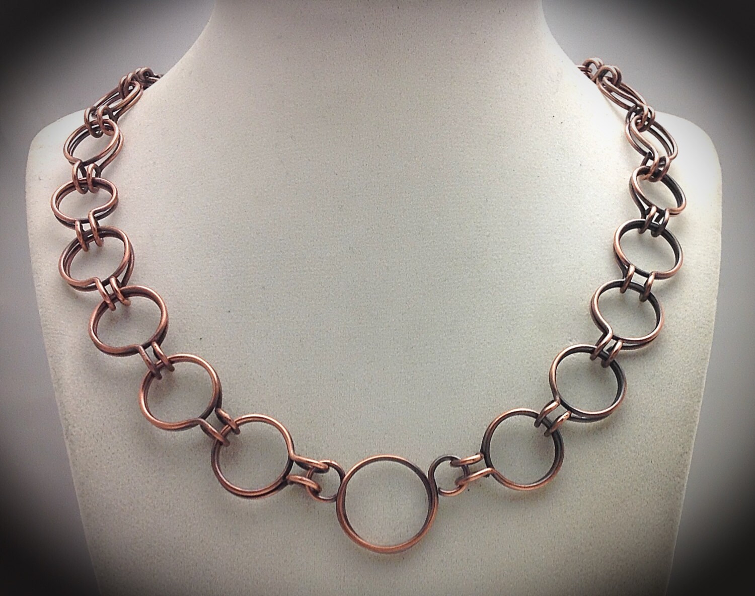 Wire Jewelry. Antiqued Copper Chain Double Linked Bib - Etsy
