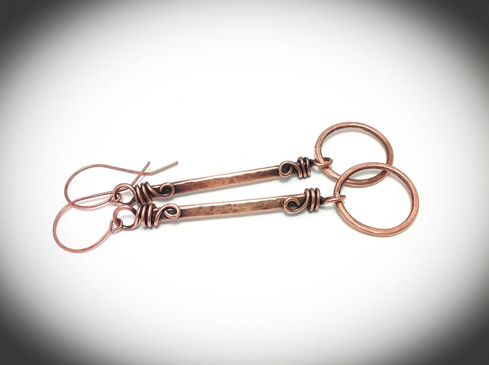 Hanging Earrings Copper Wire Jewelry. Antiqued Copper Wire - Etsy