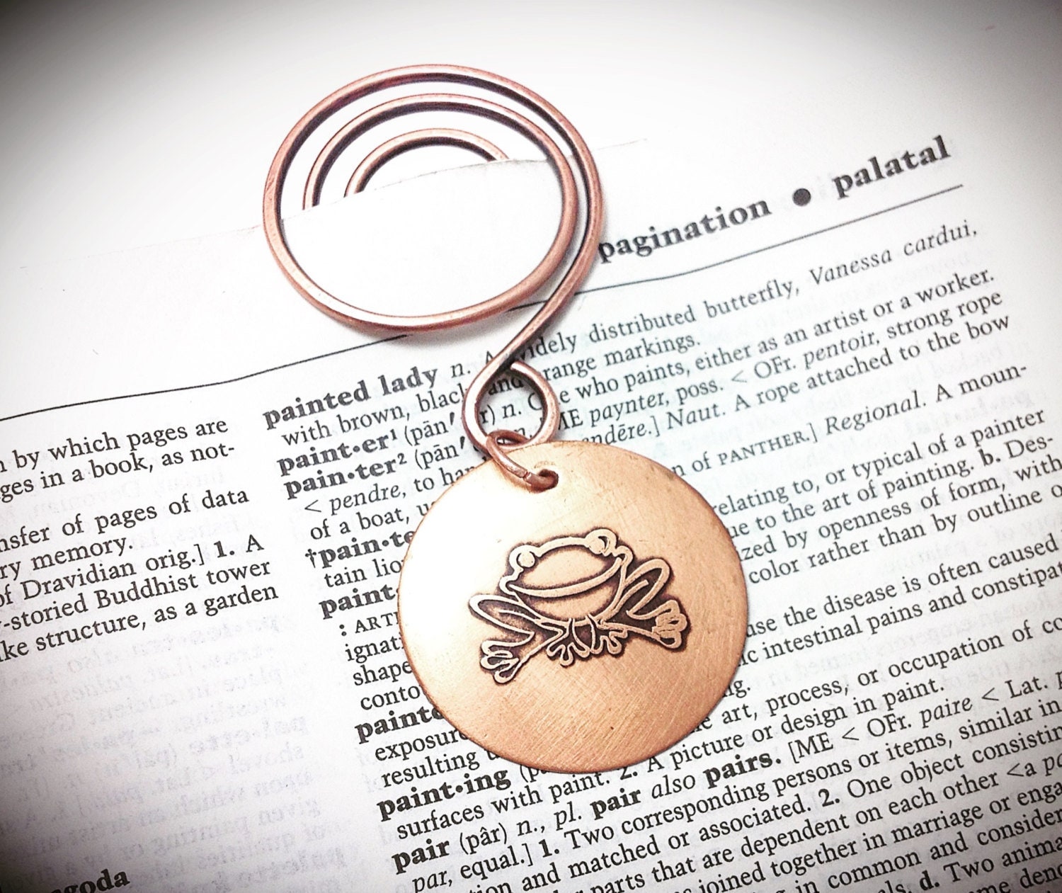 Antiqued Copper Wire Book Mark With Etched frog or Cat Image - Etsy