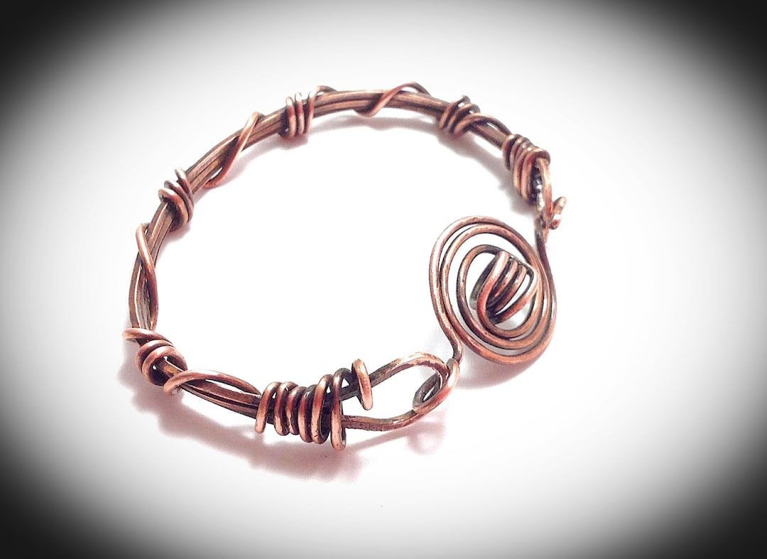 Copper Bangle. Wire Jewelry. Wire Wrapping. Spring Clasp Copper ...