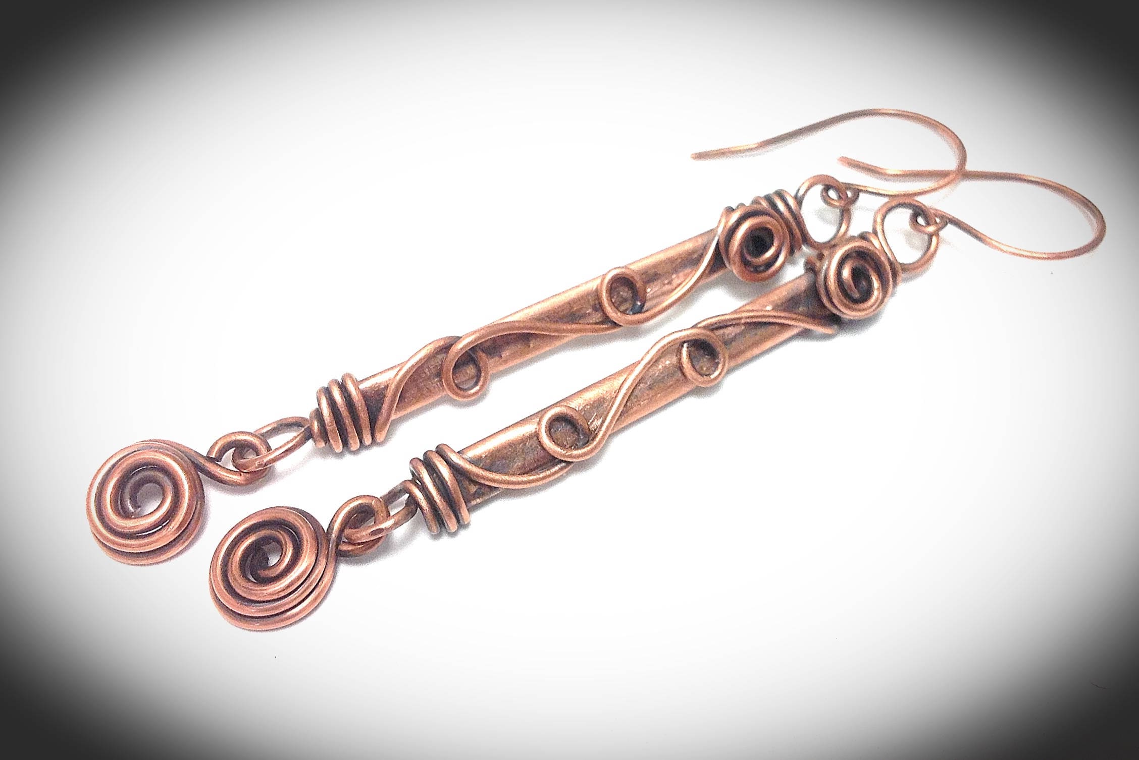 Wire Earrings Copper Jewelry. Antiqued Copper Wire Wrapped - Etsy