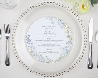 Set of 50 Round Menus 8 Inch Round Wedding Menu Card for Charger - Etsy