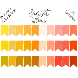 Sunset Glow Color Palette, Procreate Color Palette, HEX Codes - Etsy