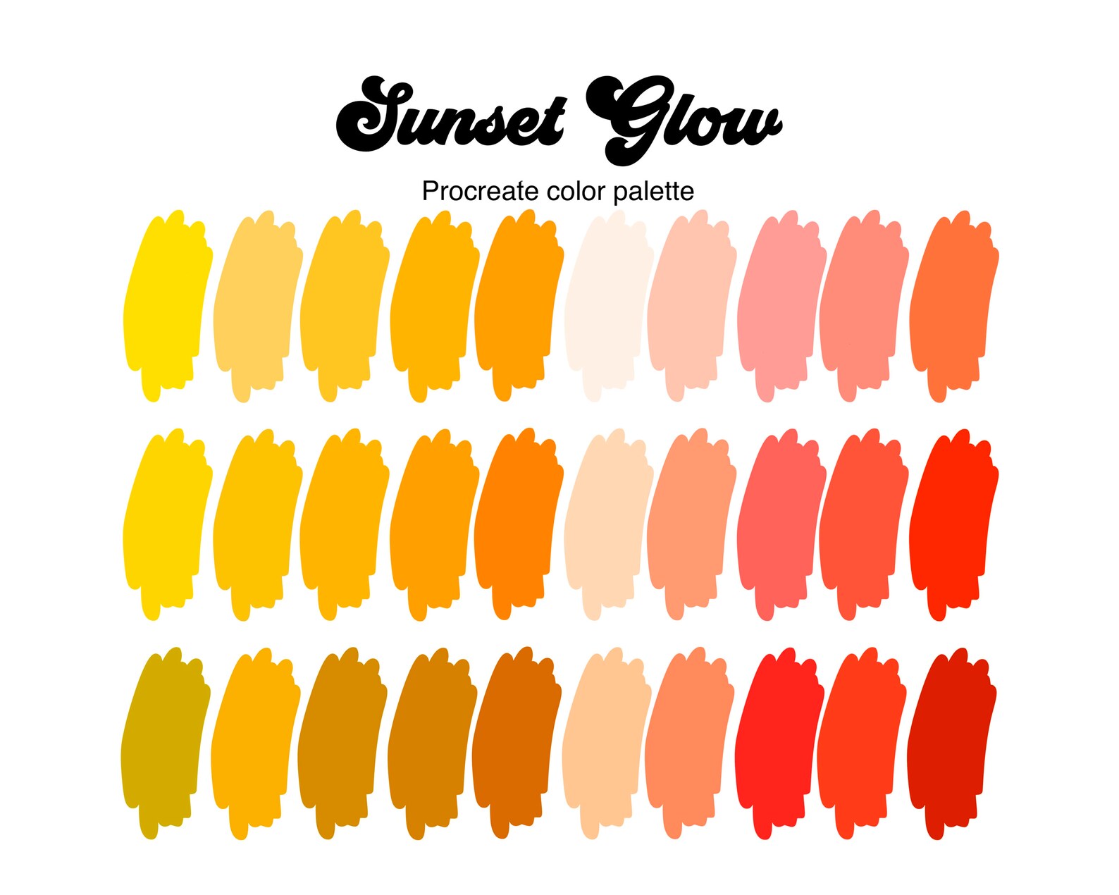 Sunset Glow Color Palette, Procreate Color Palette, HEX Codes - Etsy