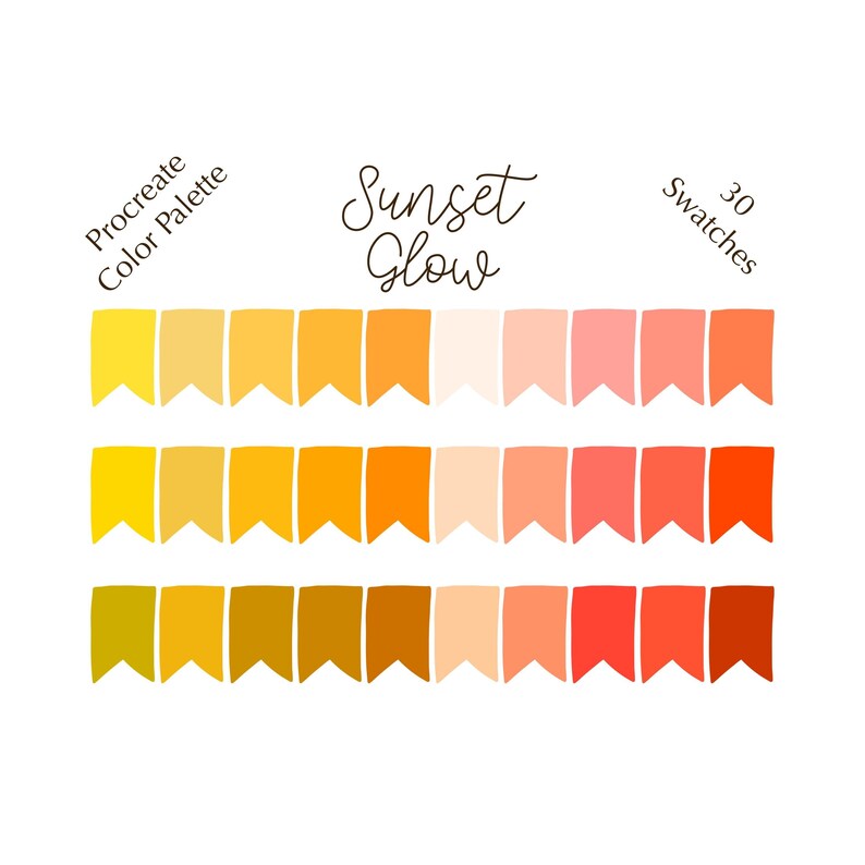 Sunset Glow Color Palette, Procreate Color Palette, HEX Codes - Etsy