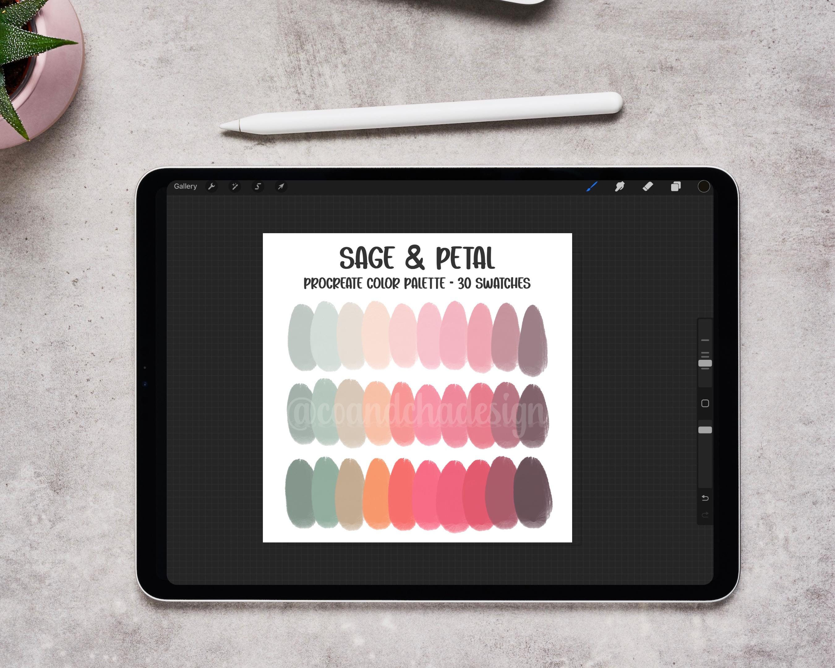 Sage & Petal - Procreate Color Palette: 30 Swatches, HEX Codes, Digital ...