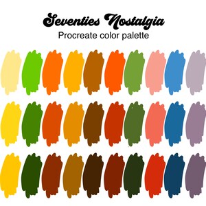 Seventies Nostalgia Color Palette, Procreate Color Palette, HEX Codes ...