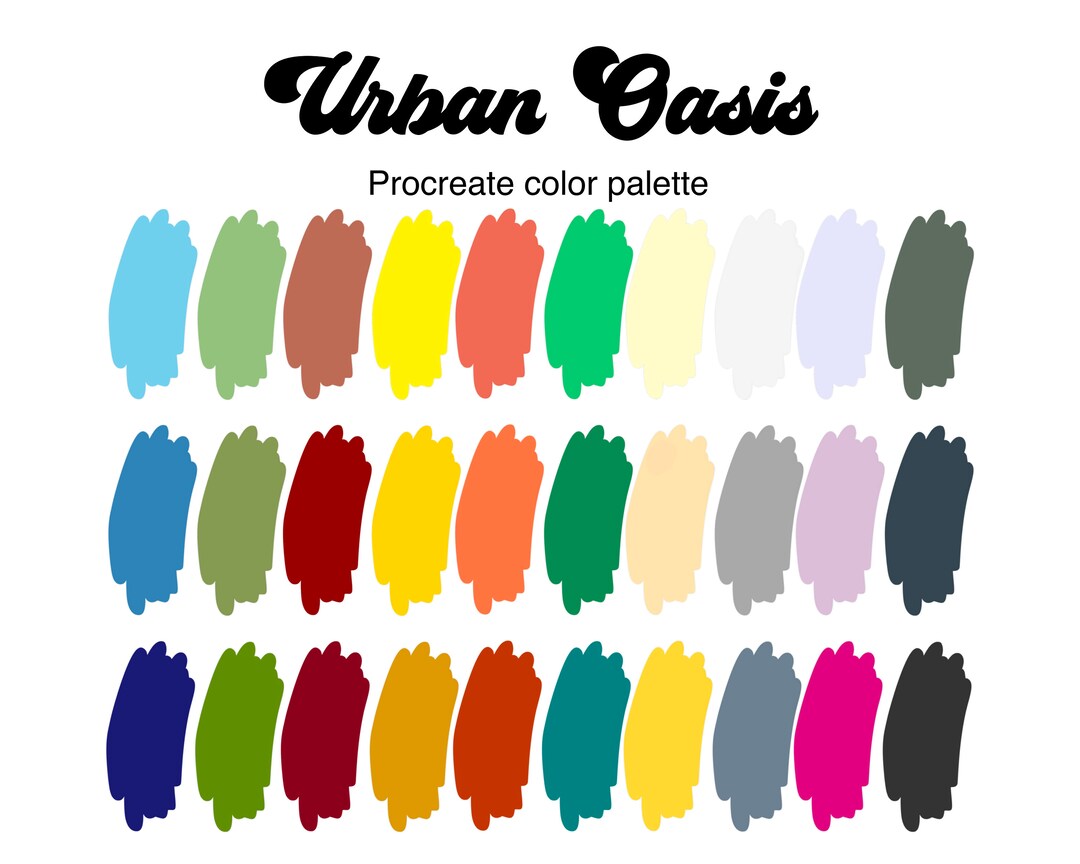 Urban Oasis Color Palette, Procreate Color Palette, HEX Codes - Etsy