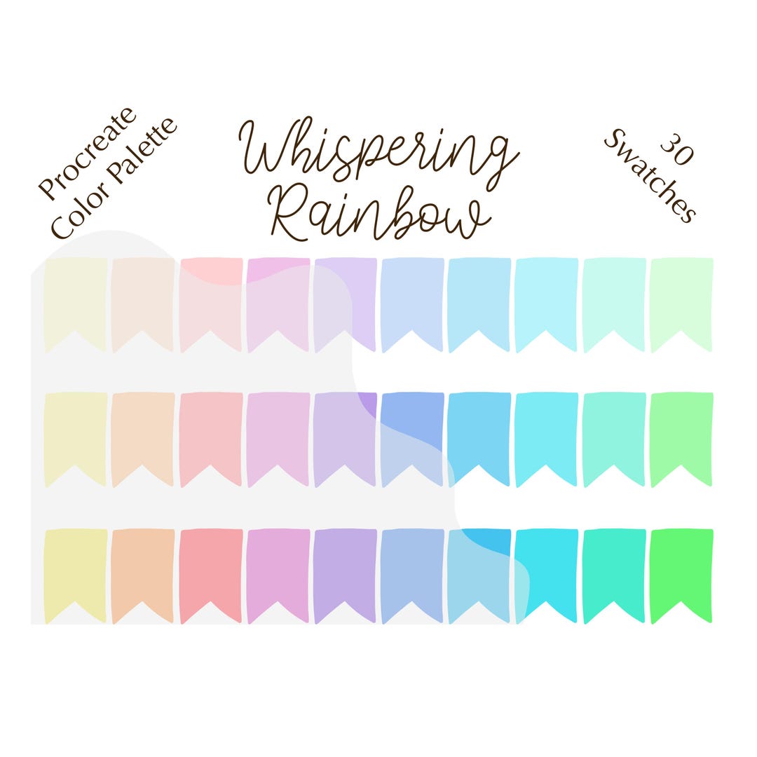 Whispering Rainbow color palette, Procreate color palette, HEX codes ...