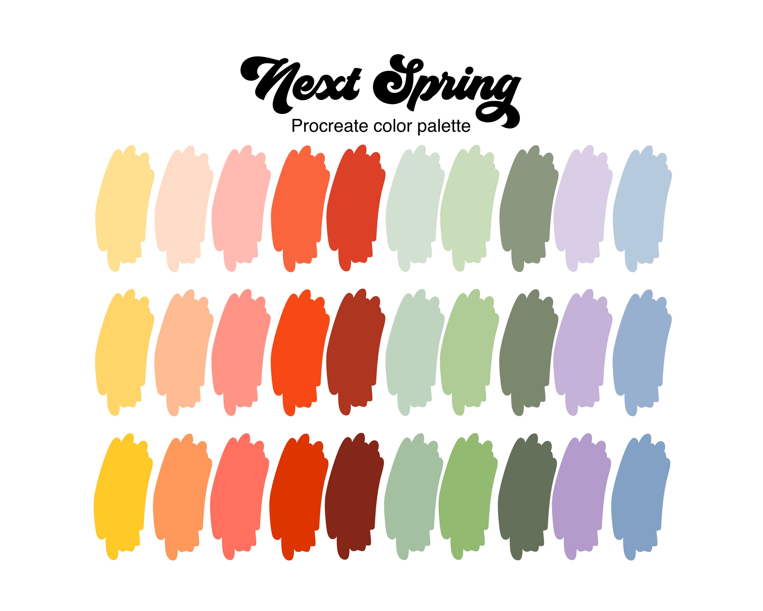 Next Spring Color Palette, Procreate Color Palette, HEX Codes - Etsy