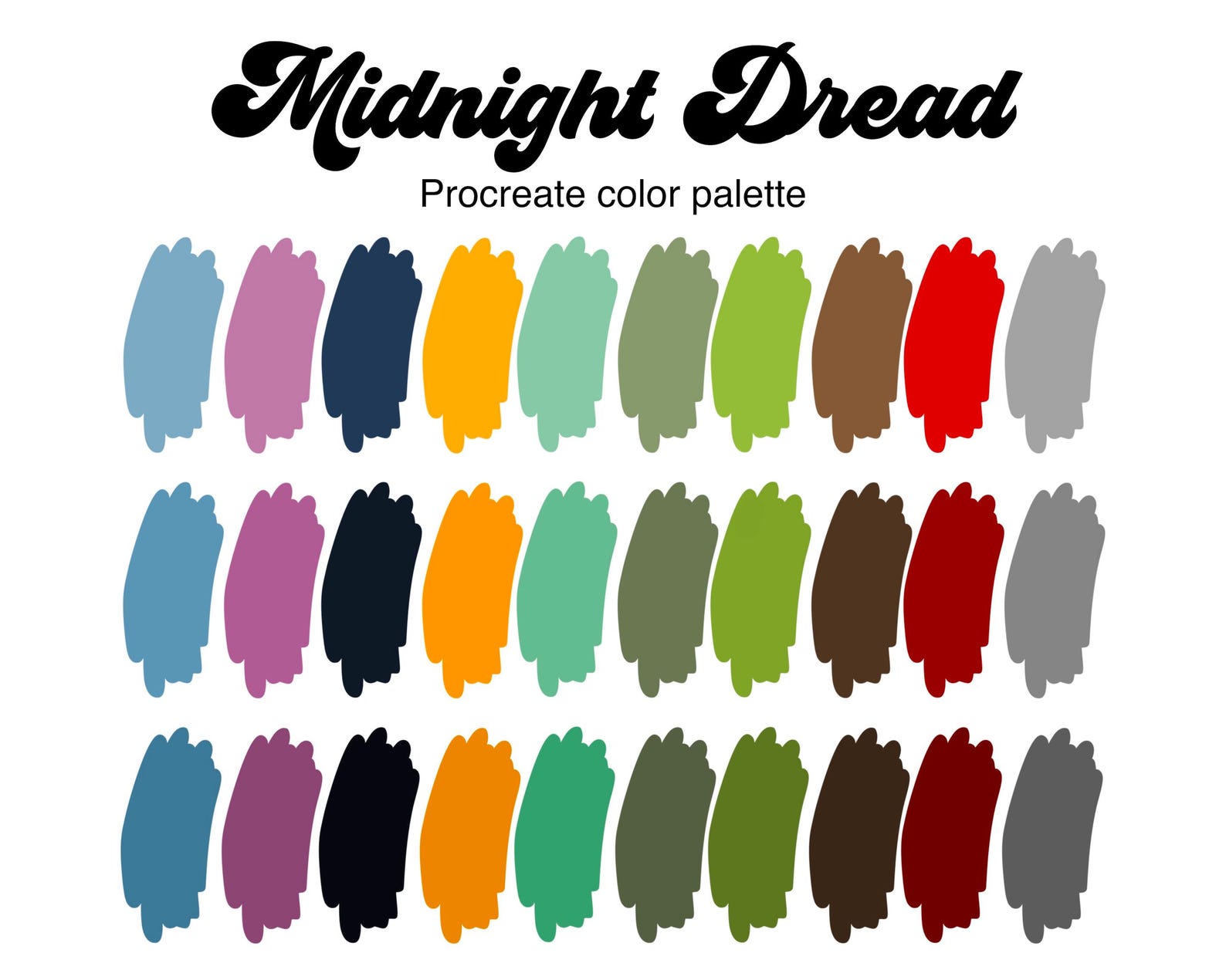 Midnight Dread Color Palette, Procreate Color Palette, HEX Codes - Etsy