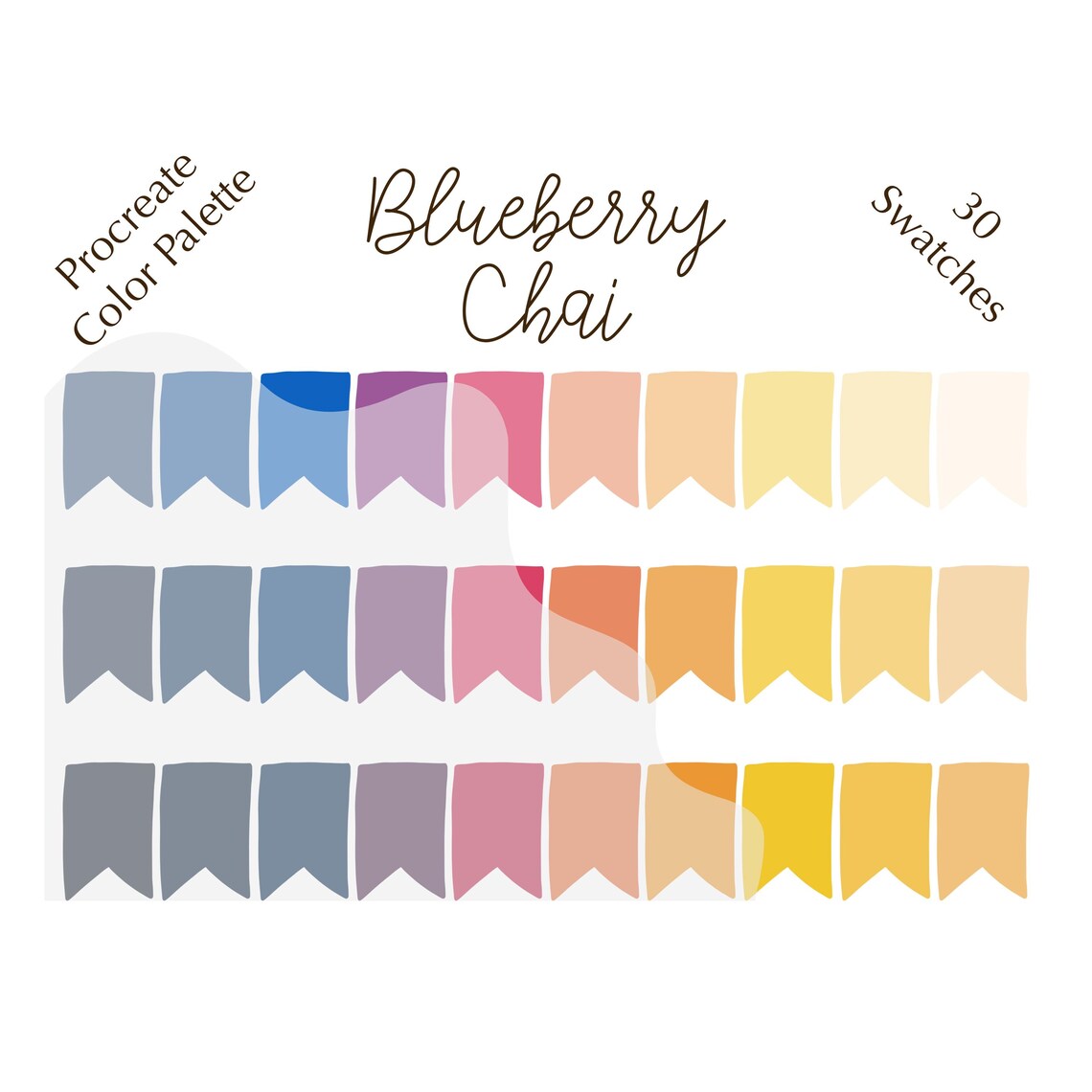 Blueberry Chai Procreate Palette: Rich Blues & Spiced Tones (HEX Codes ...