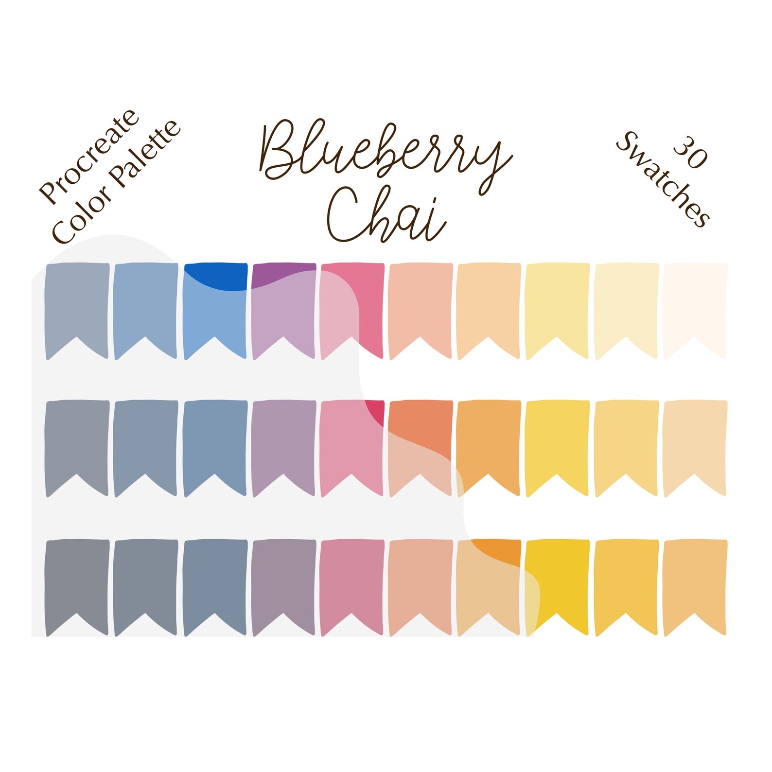 Blueberry Chai Procreate Palette: Rich Blues & Spiced Tones (HEX Codes ...