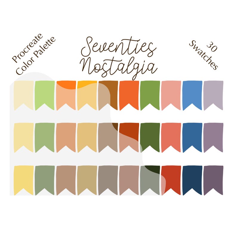 Seventies Nostalgia Color Palette, Procreate Color Palette, HEX Codes ...